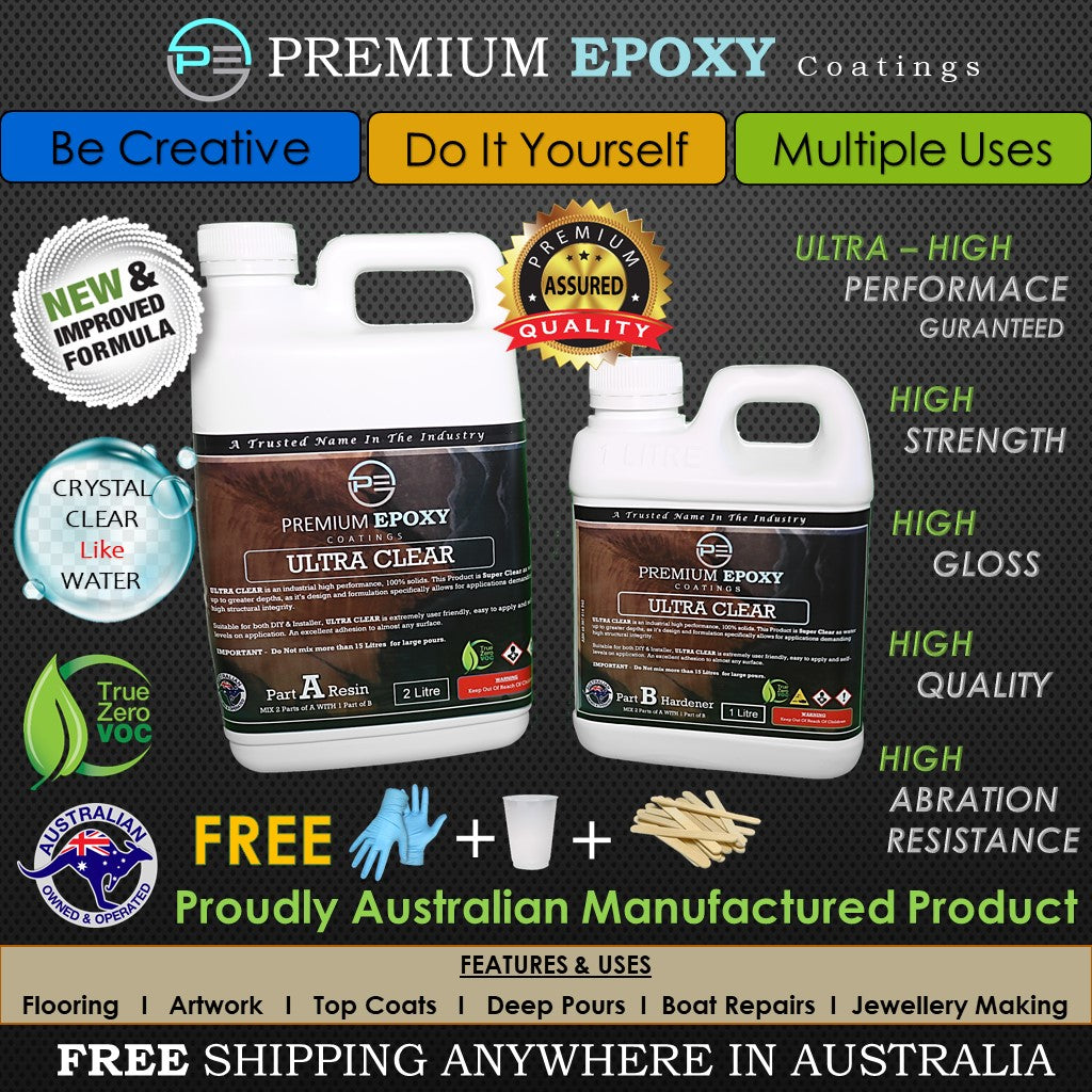 ULTRA CLEAR Epoxy Resin 3 Litres Kit – Premium Epoxy Coatings