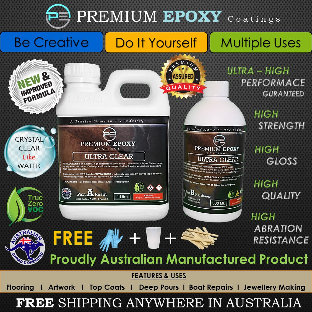ULTRA CLEAR Epoxy Resin 1.5 Litres Kit – Premium Epoxy Coatings